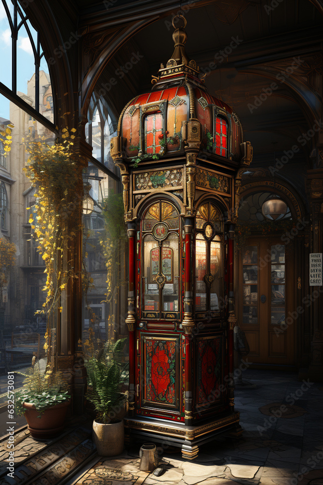 An image of a call box integrated into a historic building's ...
