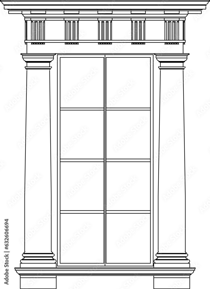 Vector illustration sketch of doric column design of classical roman ...