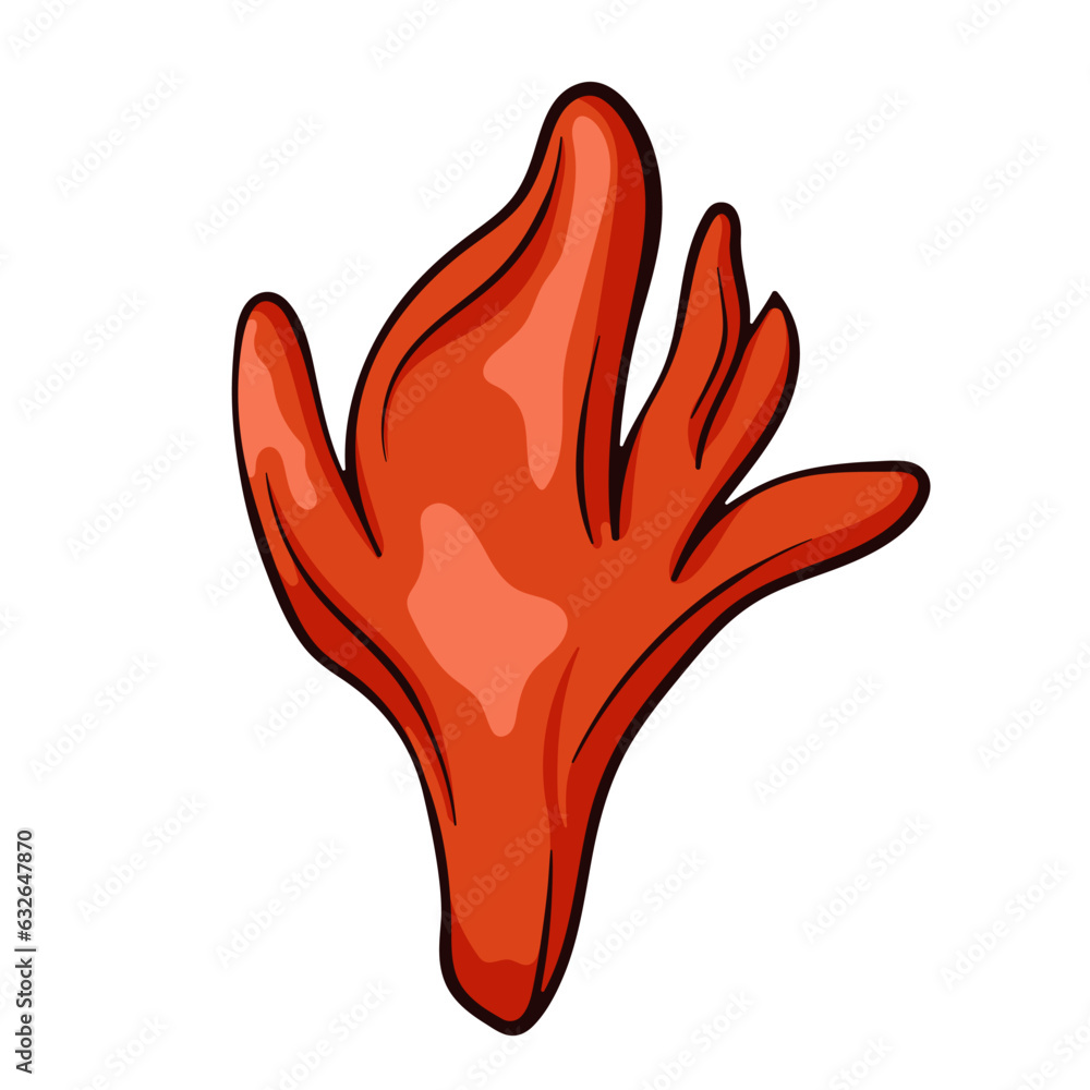 Poison Fire Coral Inedible Mushroom In Cartoon Style Podostroma Cornu Damae Sketch Vector