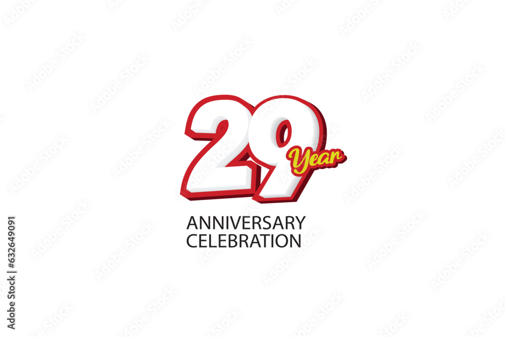 29th, 29 years, 29 year anniversary minimalist logo, jubilee, greeting ...
