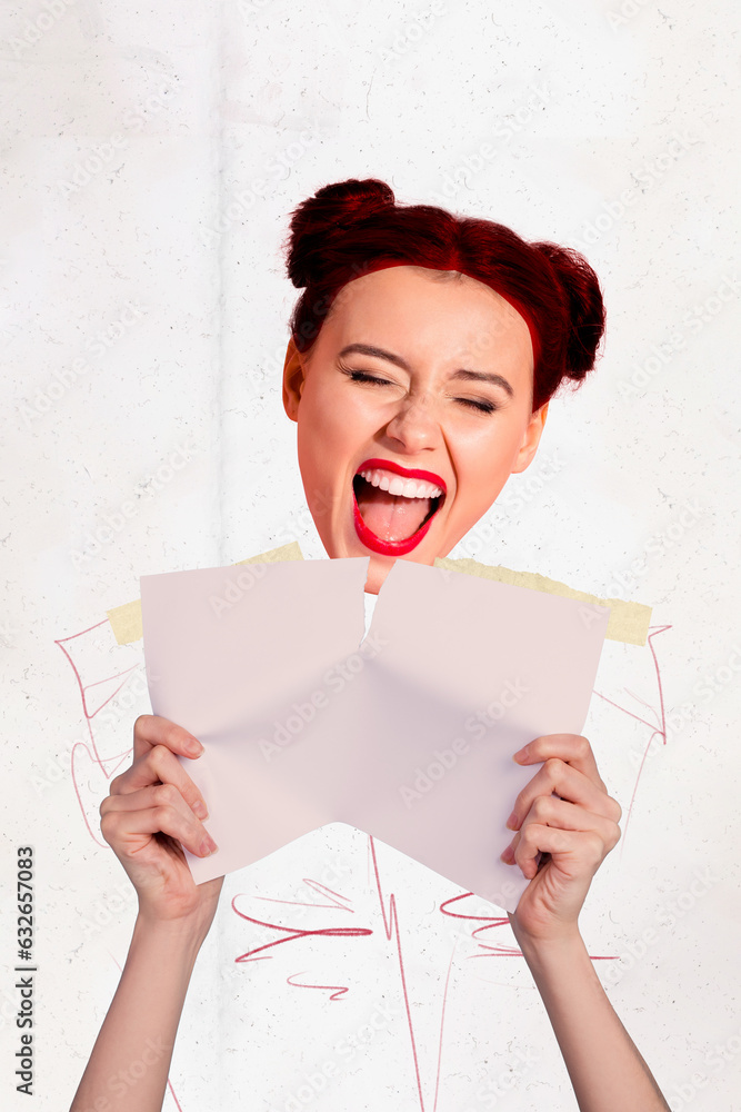 3d retro abstract creative artwork template collage of cheerful funny ...