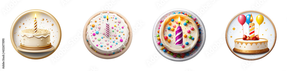 Happy 1st Birthday, anniversary celebration clipart collection, vector ...