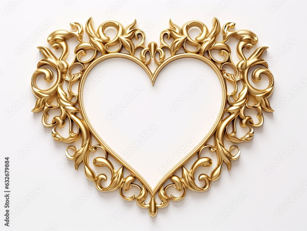 Abstract design for celebratory. Shiny gold heart decoration in vintage ...