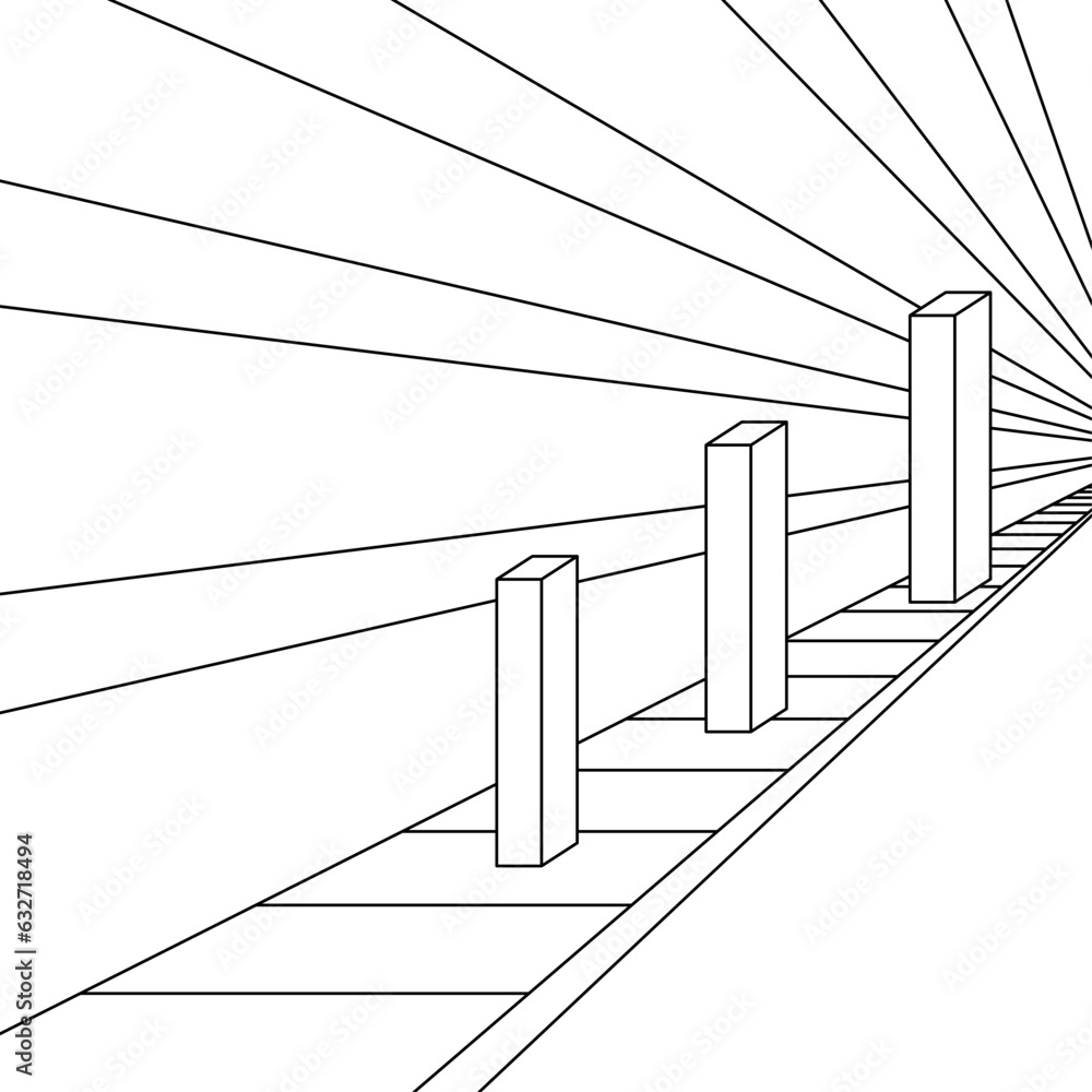 Influence of perspective on columns, Ponzo geometrical optical illusion ...