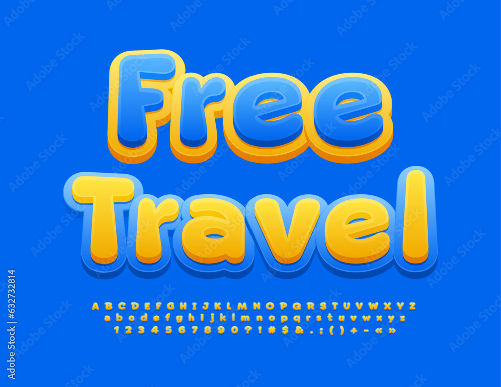 Vector promotional flyer Free Travel. Blue and Yellow modern Font ...
