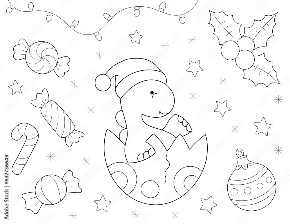 baby dinosaur christmas coloring page. you can print it on 8.5x11 inch ...