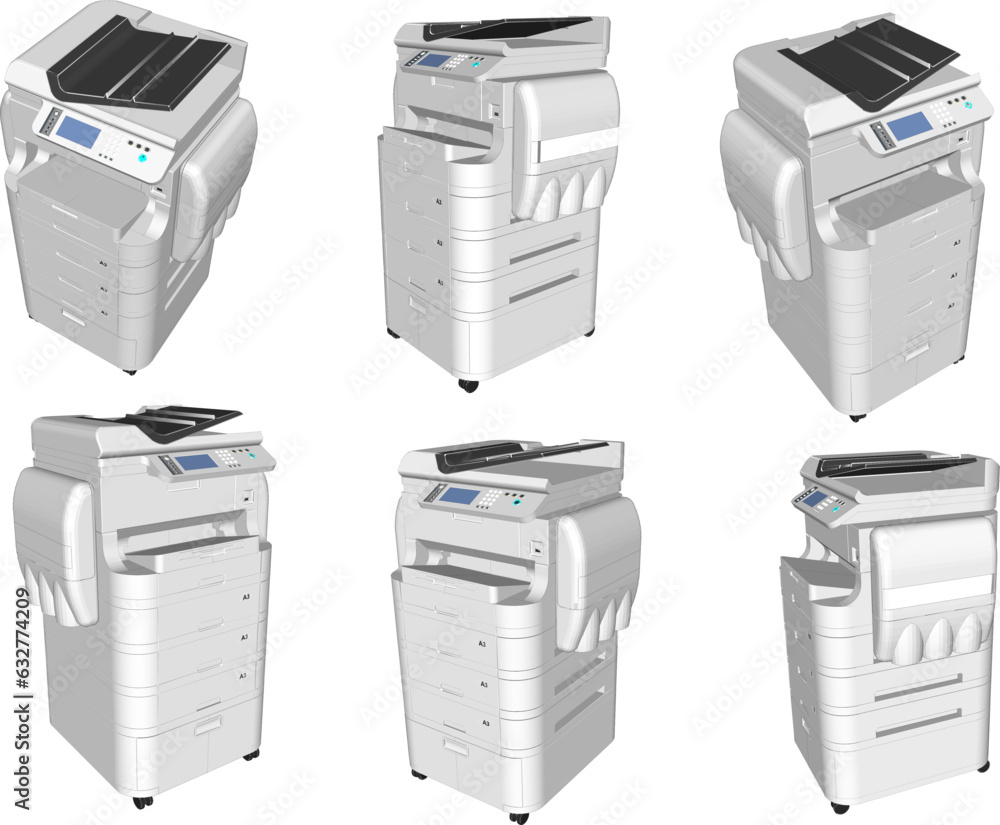 Vector sketch illustration of a large copier design for production ...