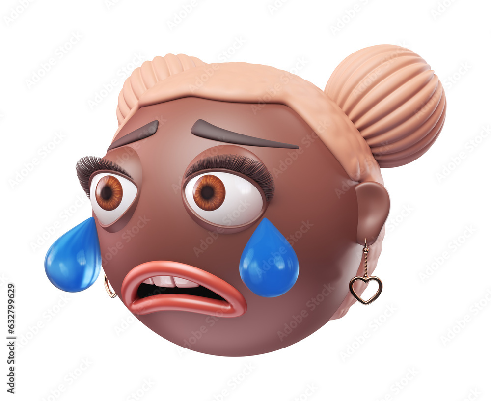 Emoji crying face of glamour black african american woman. Cartoon ...