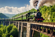 Steam Locomotive On A Bridge Free Stock Photo - Public Domain Pictures