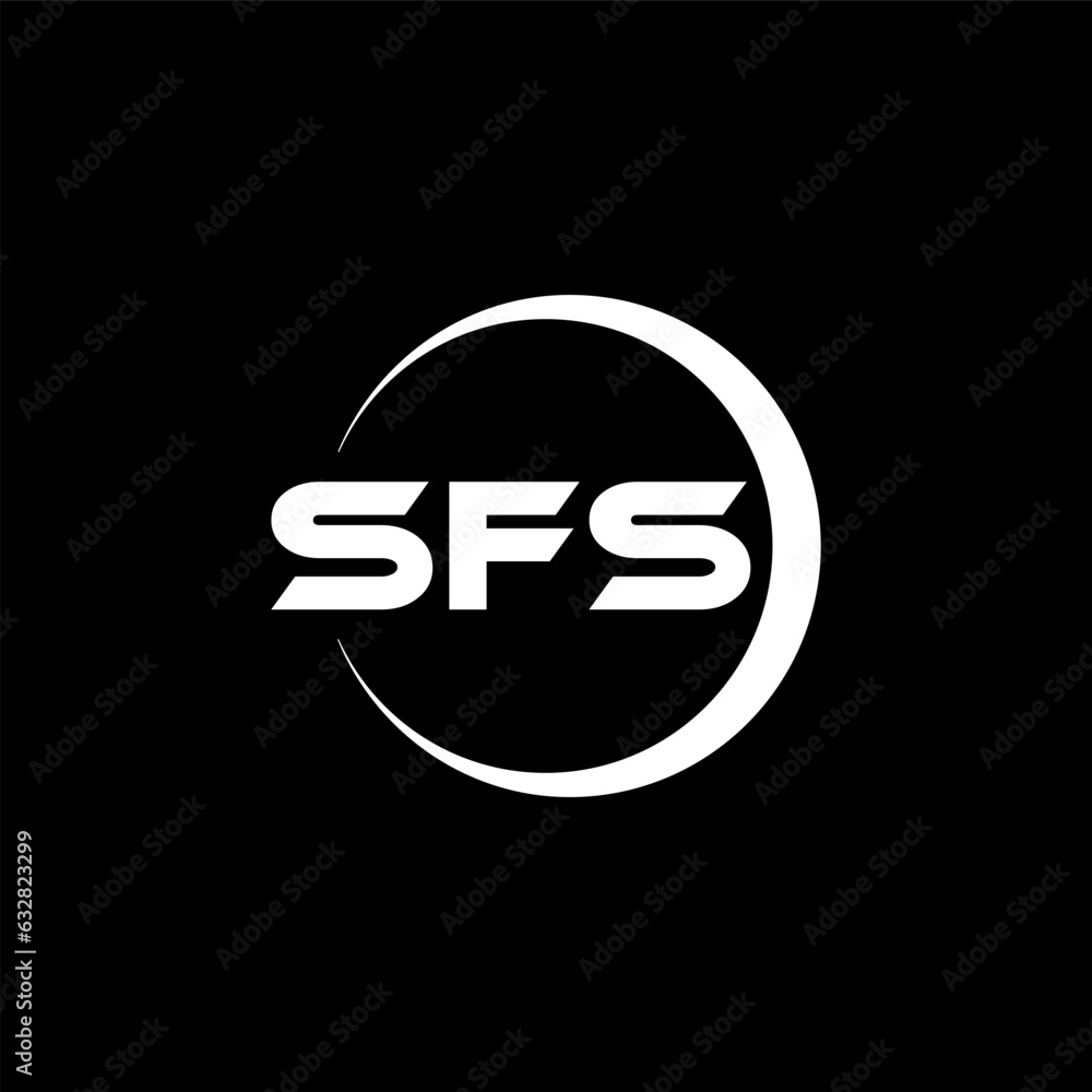 SFS letter logo design with black background in illustrator, cube logo ...