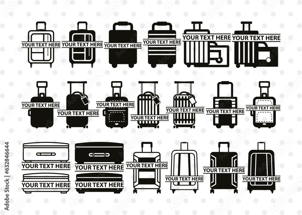 Luggage Split Monogram, Luggage Silhouette, Luggage SVG Cut Files ...