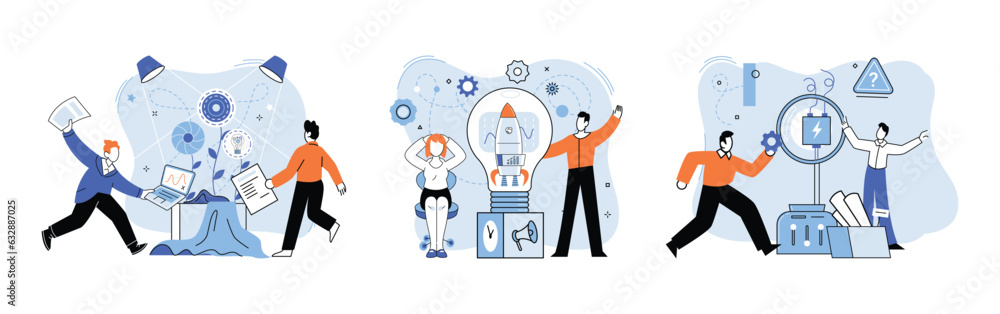 Team solving complex problems. Teamwork vector illustration metaphor ...