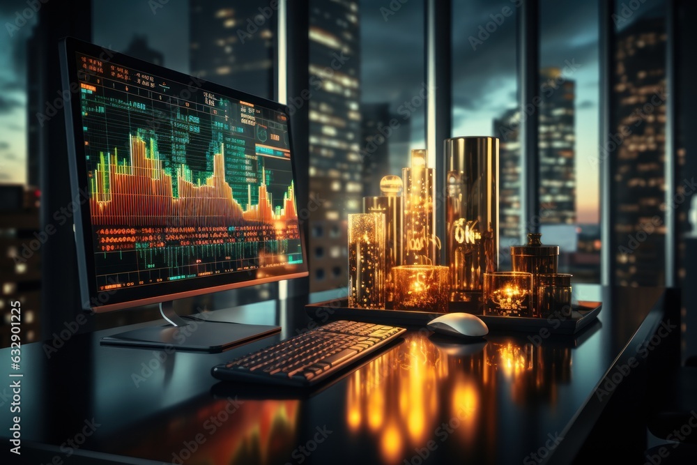 Computer laptop and dashboard for data business analysis and Data Management System with KPI and ...