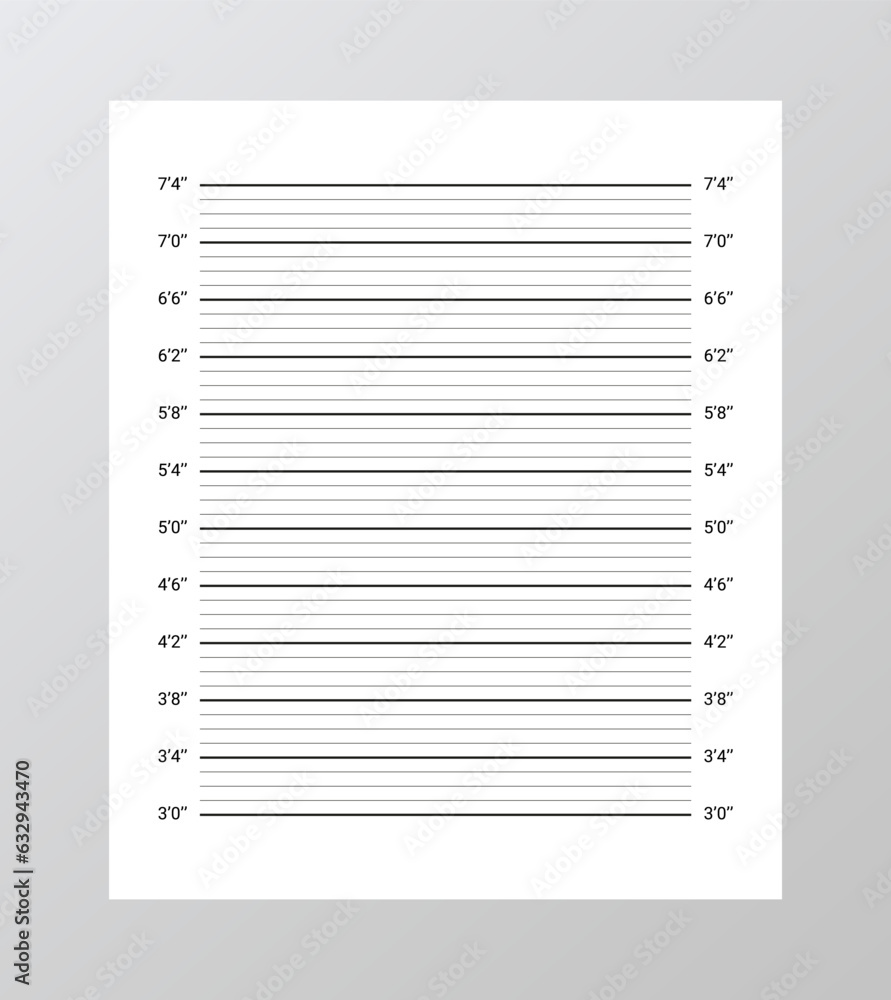 Police wanted picture template. Lineup backdrop. Criminal measurements ...