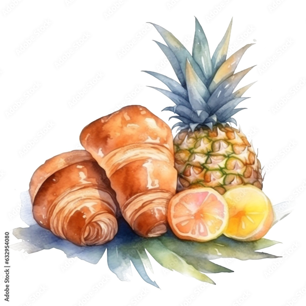 Stock-Illustration „Breakfast Clipart Watercolor Food Clipart Waffles ...