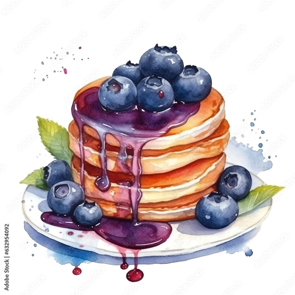 Ilustración de Stock Breakfast Clipart Watercolor Food Clipart Waffles ...