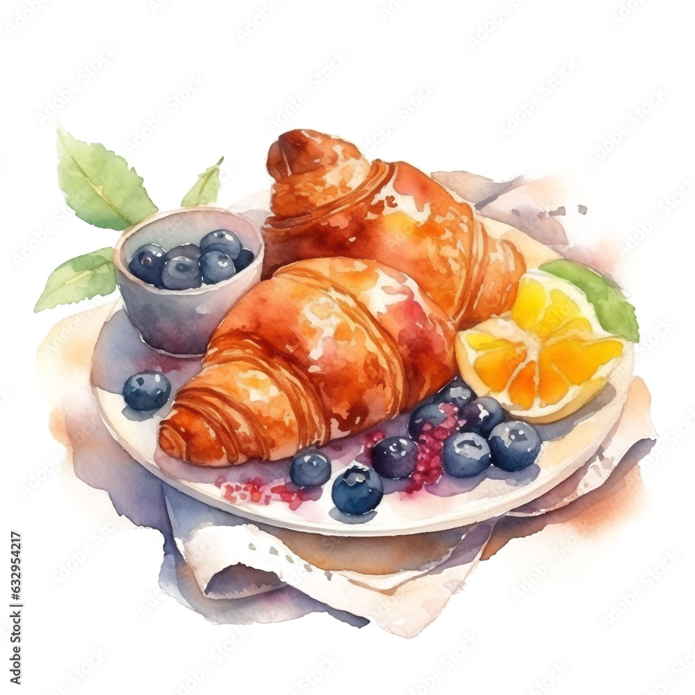 Breakfast Clipart Watercolor Food Clipart Waffles Pancakes Clipart ...