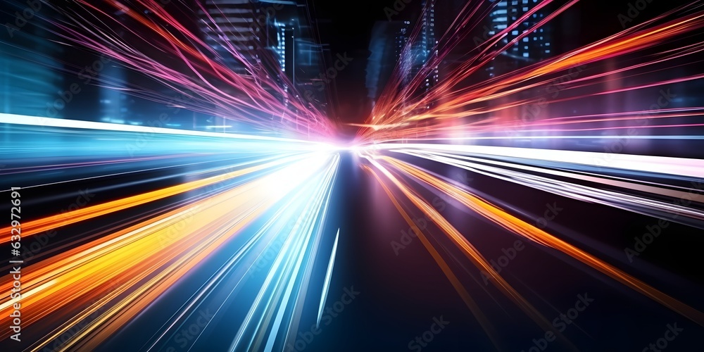 Car motion trails. Speed light streaks background with blurred fast ...
