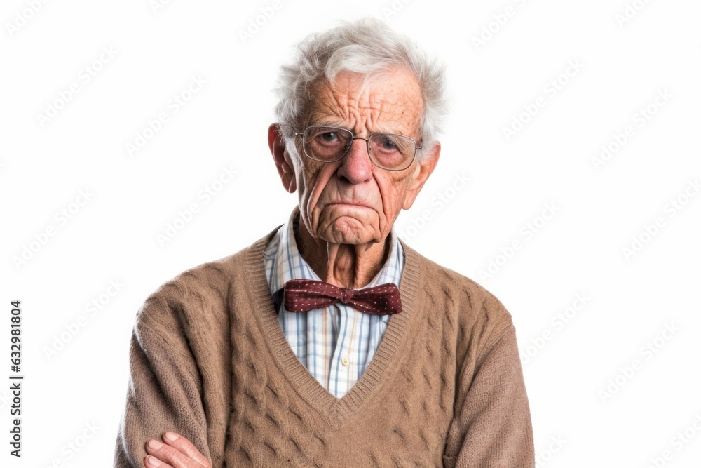 Group portrait photography of a man in his 90s visibly in discomfort ...