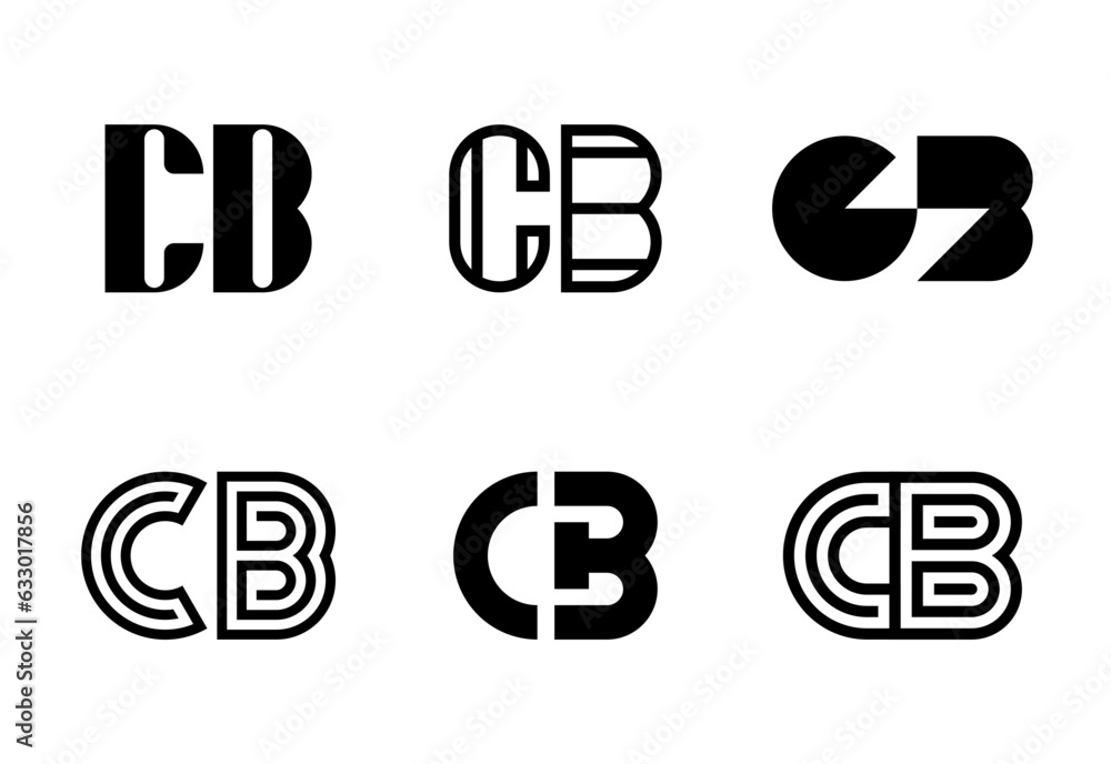 Set of letter CB logos. Abstract logos collection with letters ...