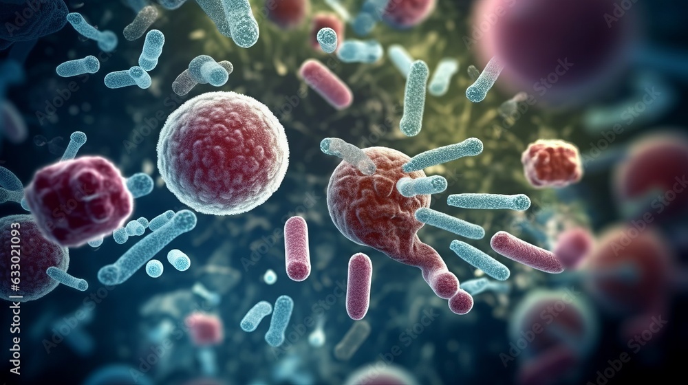 Abstract 3d bacteria, gram positive bacteria, bacteria and viruses of ...