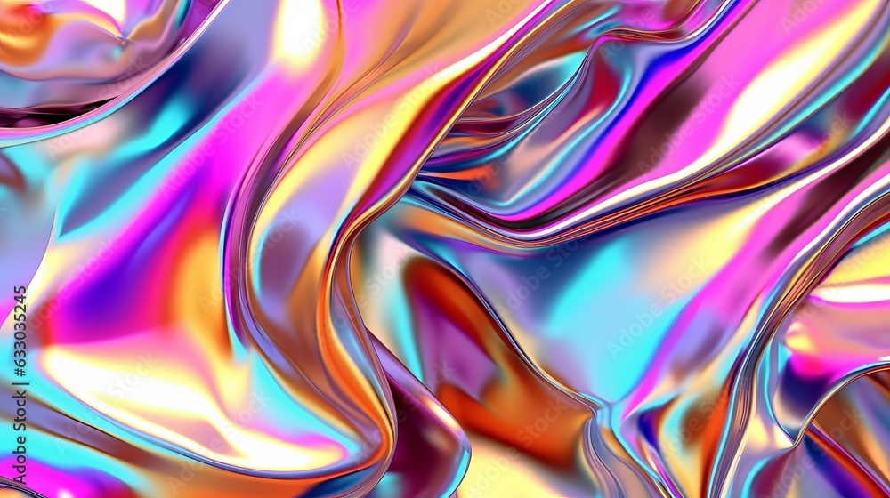 Background texture of a vaporwave of iridescent silver and holographic ...