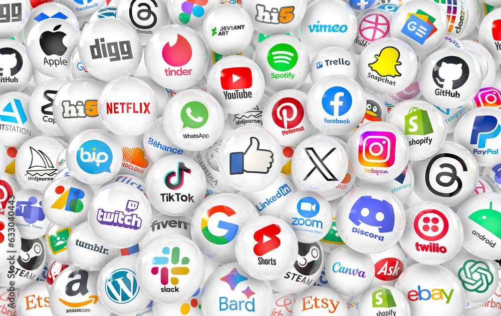 Social Media, Social Media Logos - (3D Rendering) Stock Photo | Adobe Stock