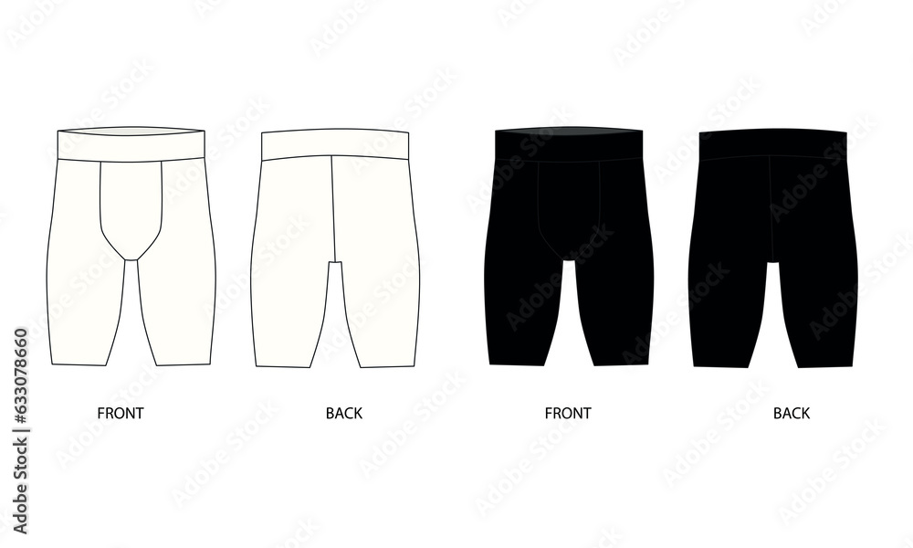 Vector doodle set of cycling shorts front and back view. Template for ...