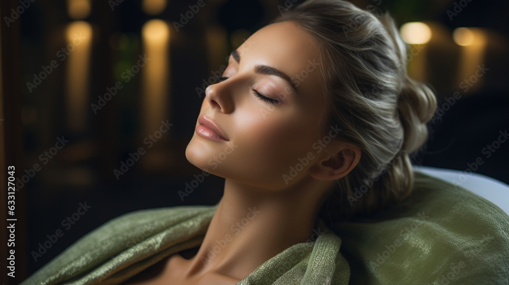 Elegance in Relaxation: An image showcasing a poised lady, her eyes ...