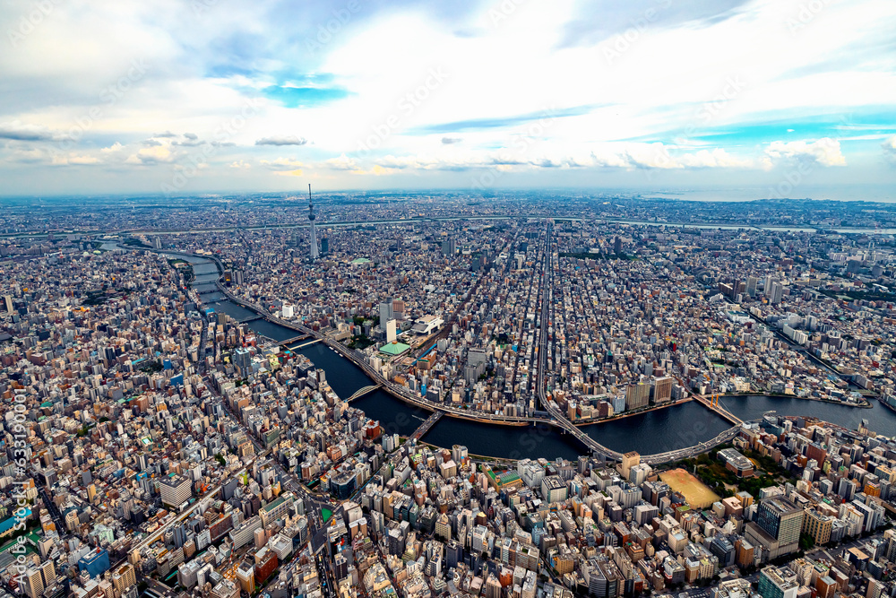 Aerial view of the Sumida River in Tokyo, Japan Stock Photo | Adobe Stock
