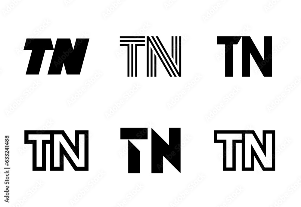 Set of letter TN logos. Abstract logos collection with letters ...