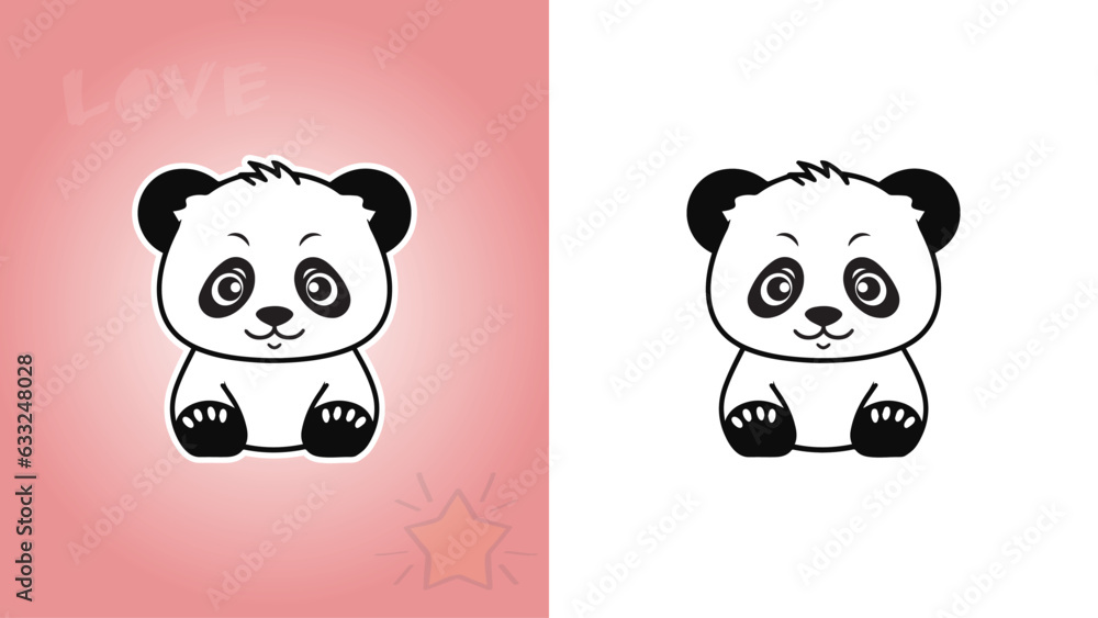 Panda line drawing vector sketch for coloring Stock Vector | Adobe Stock