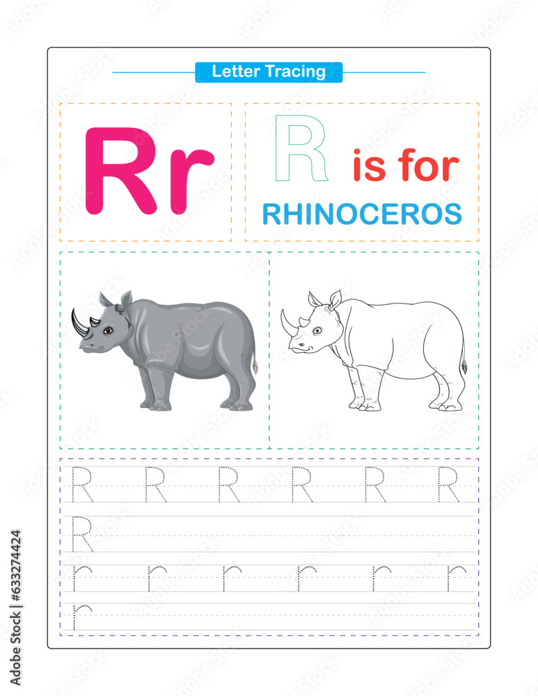 Uppercase and Lowercase. Cute children. Colorful ABC alphabet tracing ...