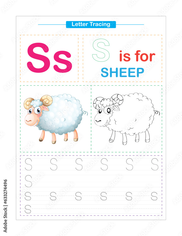 Uppercase and Lowercase. Cute children. Colorful ABC alphabet tracing ...
