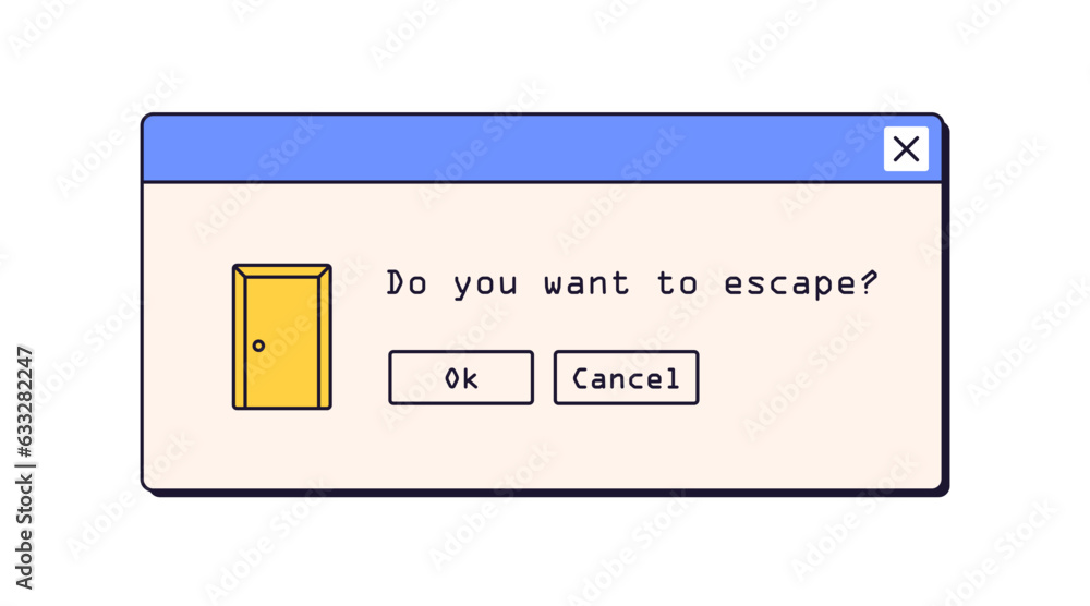 Retro dialog window, computer message box in 90s, 00s design style ...