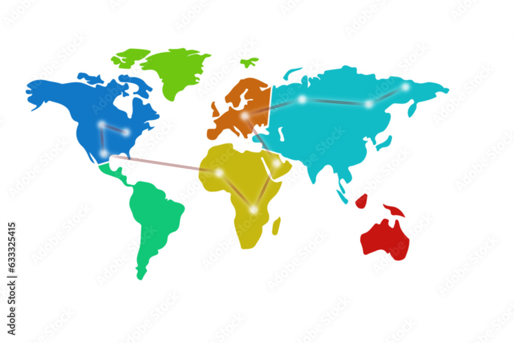 Digital png illustration of colourful world map and spots on ...