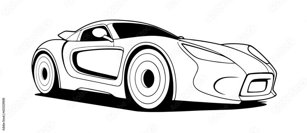 Outline drawing of fast Cartoon racing car concept, car coloring page ...