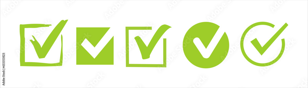 Check Mark collection. Check Mark black vector icons in a row, isolated ...