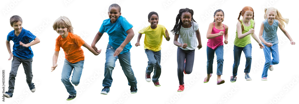 Digital png photo of diverse children running on transparent background ...