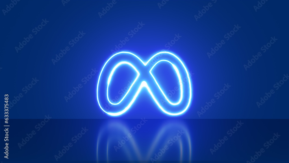 Madrid, Spain - August, 2023. Meta logo neon on blue background ...