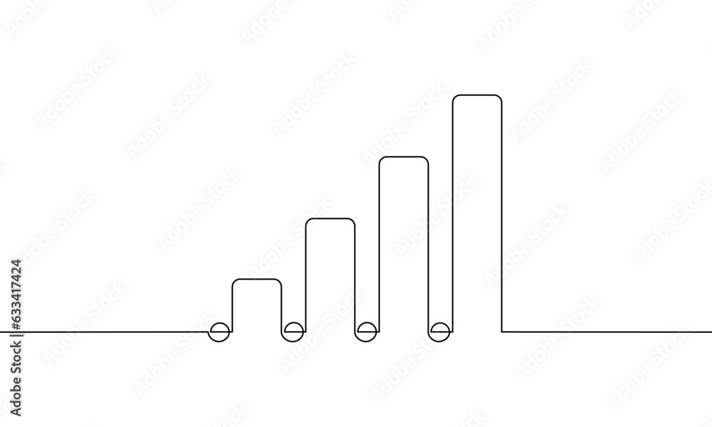 Continuous line drawing of graph. Illustration vector of bar chart ...