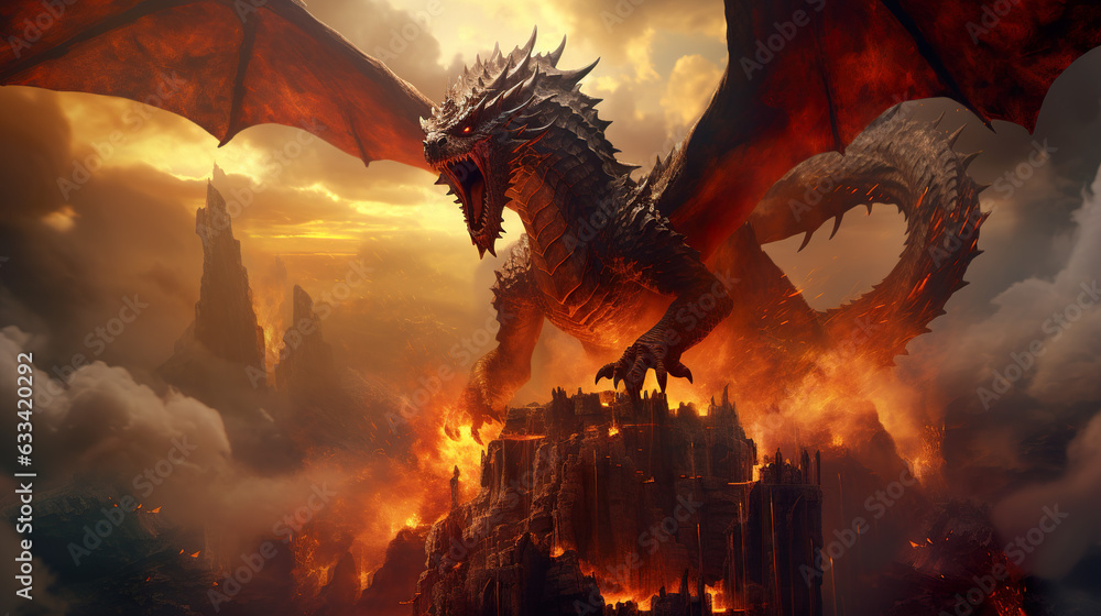 DnD Battlemap mythical, creature, scales, fire-breathing, majestic ...