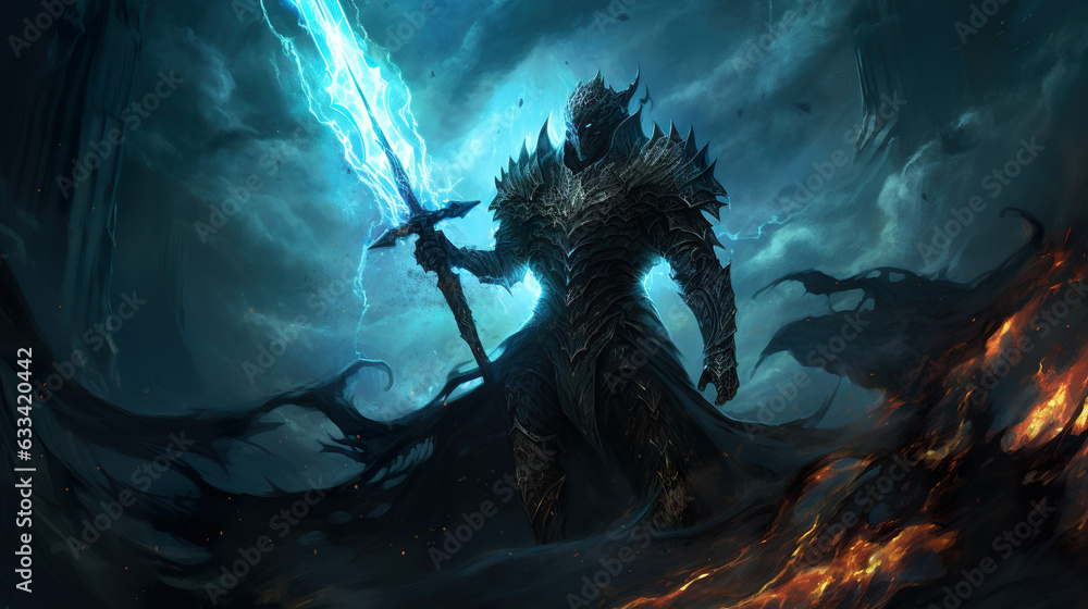 DnD Battlemap Towering skeletal knight wreathed in dark energy. Stock ...