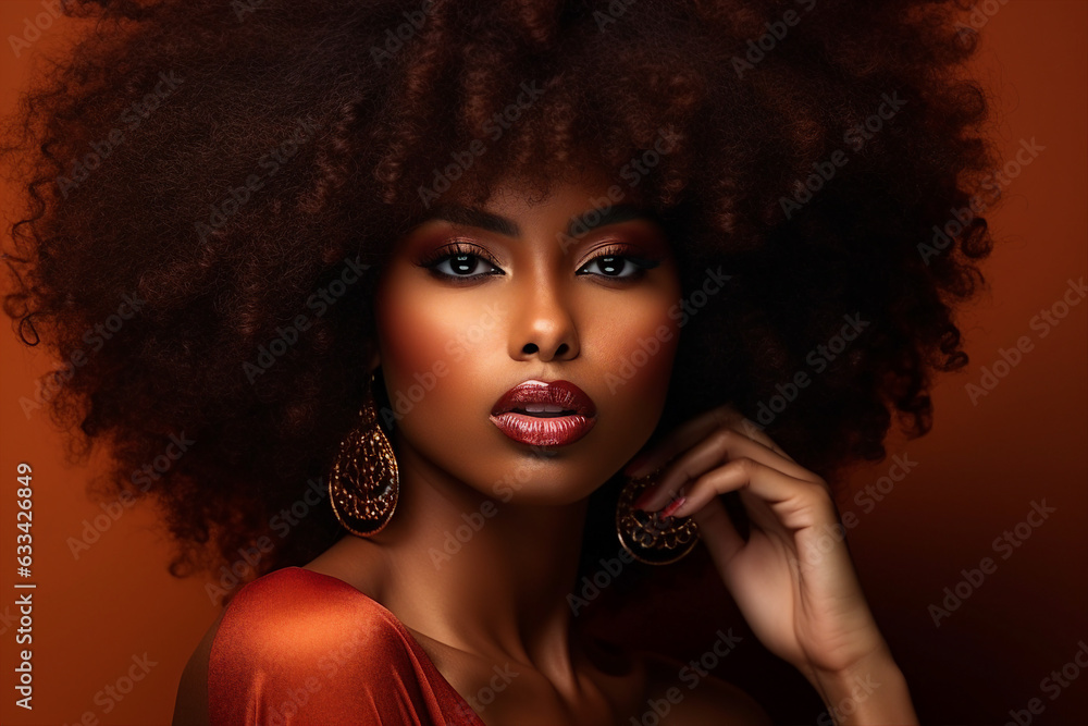 Generative AI illustration of attractive afro american model woman ...