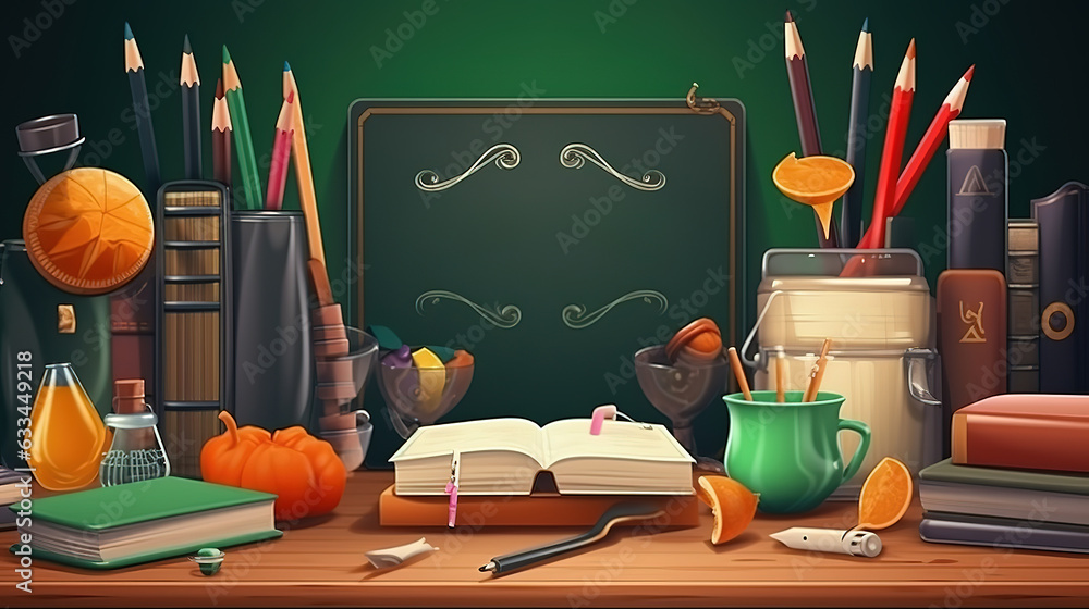 Стоковая иллюстрация «Welcome back to school text drawing with school ...