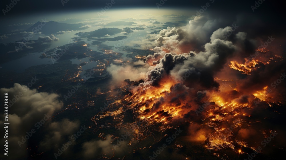 "Nature's Fury Unleashed: Dramatic visuals portraying the untamed power of forest fires as they ...