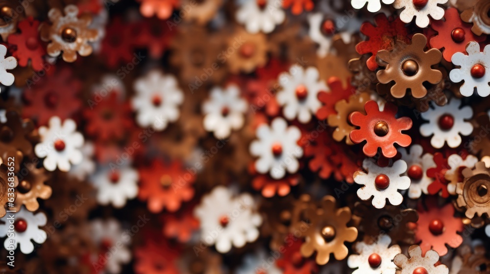 Seamless texture - Rusty red and white metal flowers made from ...
