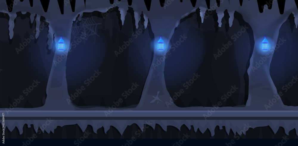 Dark cave game background tillable horizontally, dark terrible empty ...
