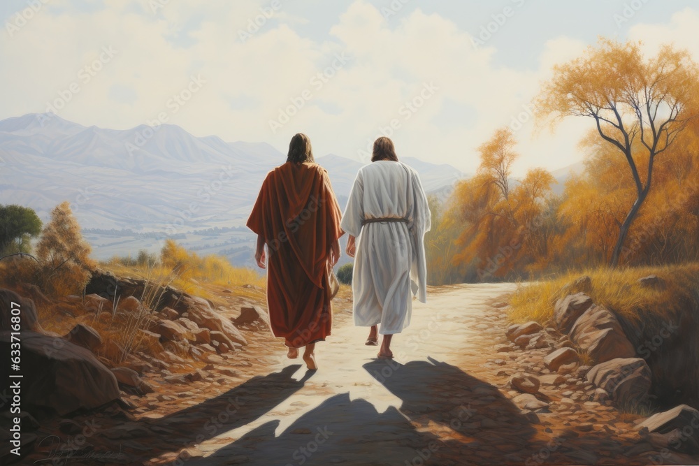 Journey of Faith Renewed: Two Figures on Path, Joined by a Third ...