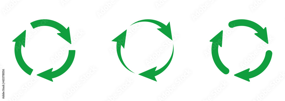 Recycle, Eco-Friendly Icon Set. Circular Arrow Sign. Repeat, Synchronize, Reload and Refresh ...